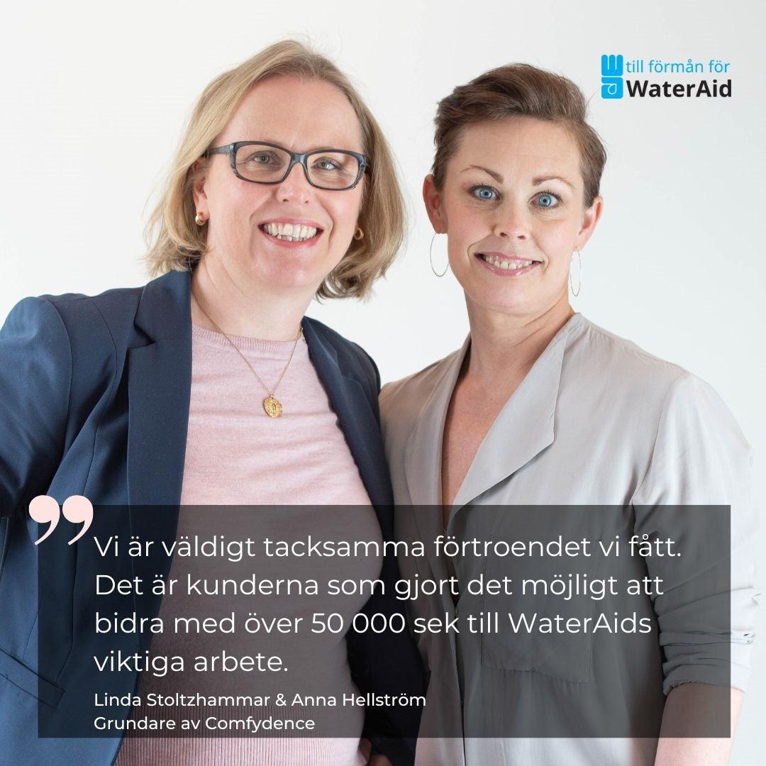Comfydence bidrar med över 50 000 kr till WaterAid Sverige